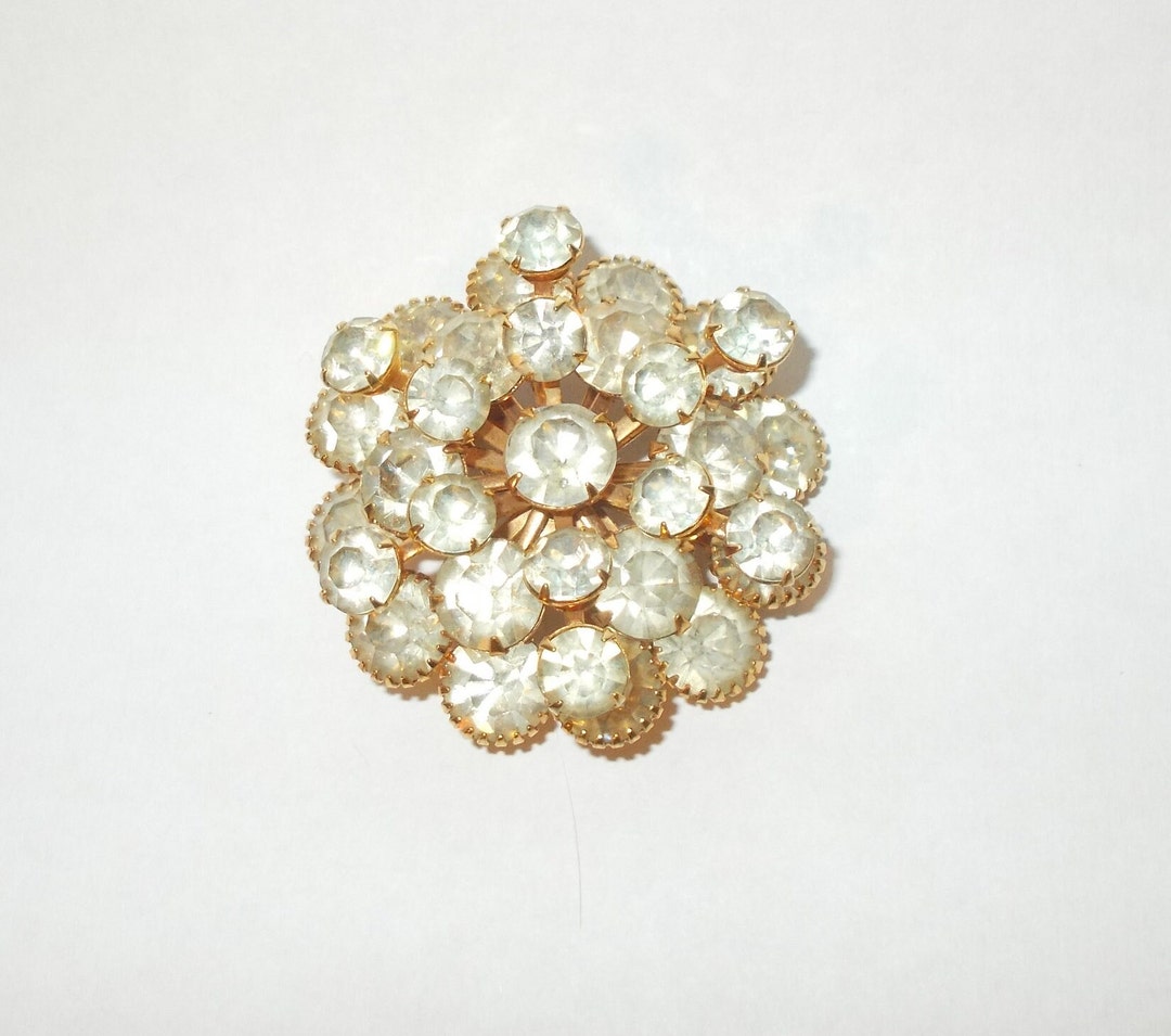 Vintage 1950's or 1960's Mid Century 3 Tier Round Rhinestone Pin or ...