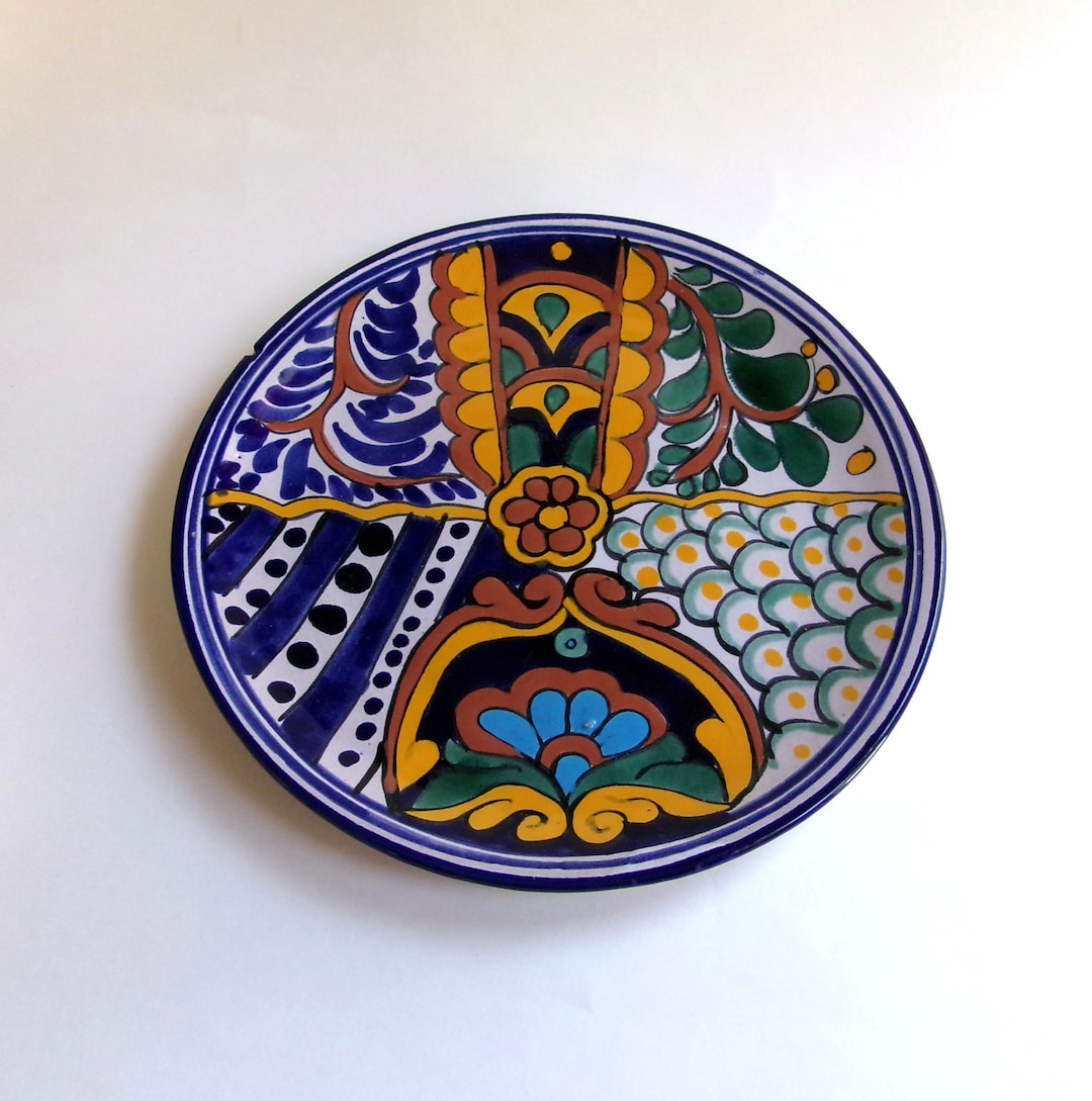 Traditional Mexican Talavera Round Pottery Plate-9.5" Diameter-marked ...