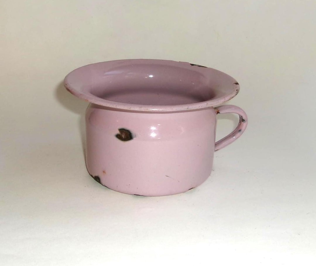 Vintage 1930s Shabby Pink Enamelware Child's Chamber Pot W Handle ...