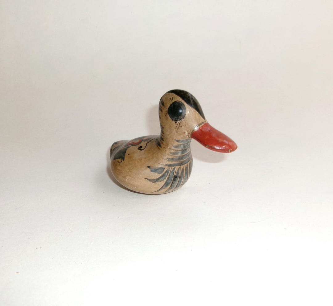 Vintage 1990s SMALL Mexican Tonala Pottery Duck-floral Design-folk Art ...