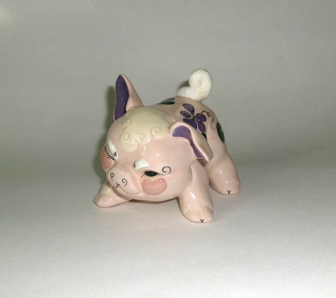 Vintage 40s-50s KAY FINCH Winking Pig Figurine W Violets-handpainted ...