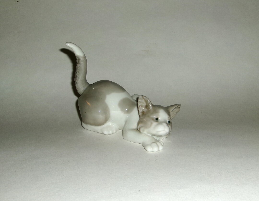 Vintage 1981 Retired Lladro Stalking / Crawling Cat-daisa E150r-gray ...