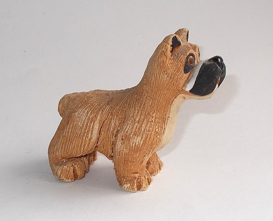 Vintage 1990s Pottery-clay Boxer Figurine-signed-unreadable-hand Made-4 ...