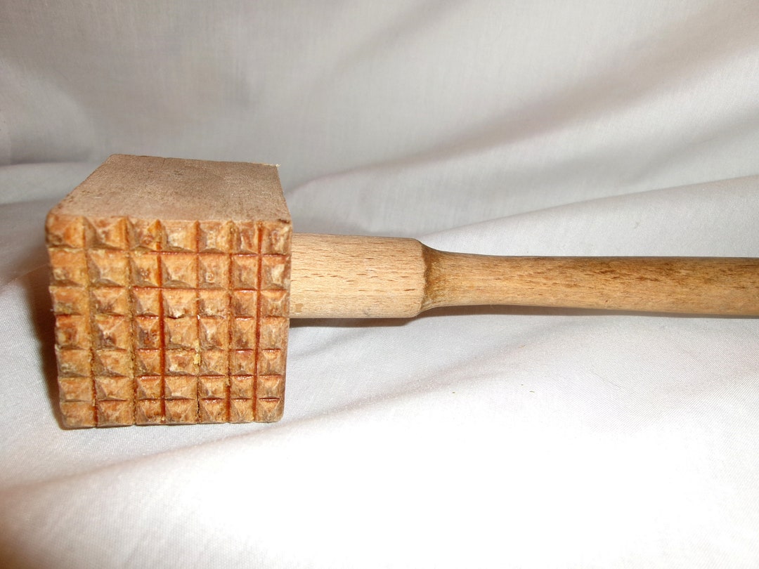 Vintage 1960s Wooden Meat Tenderizer/hammer/butcher Mallet-bare Wood ...