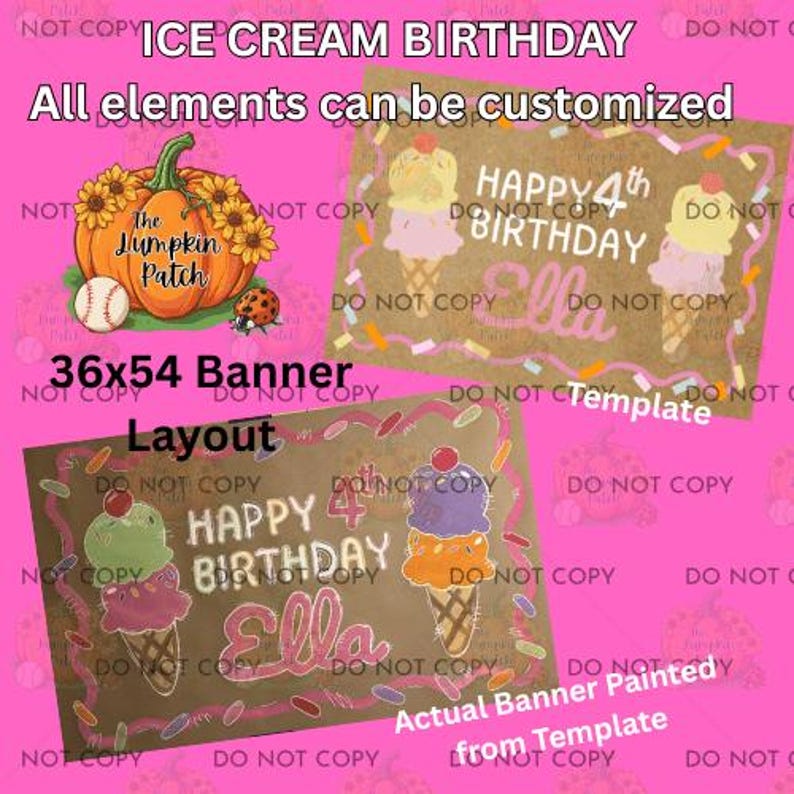 Ice Cream Birthday Banner Template – DIY Canva Design (36x54 Inches) - Etsy