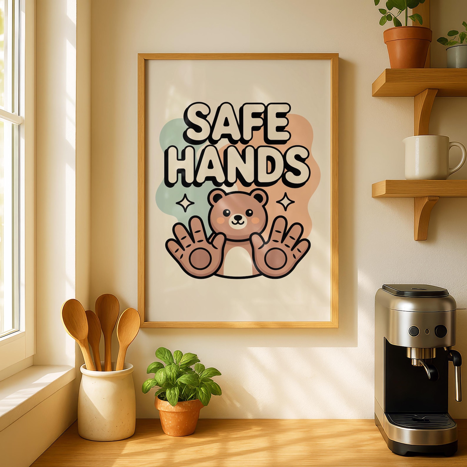 Safe Hands Classroom Poster: SEL Bear Print, Positive Behavior (digital ...