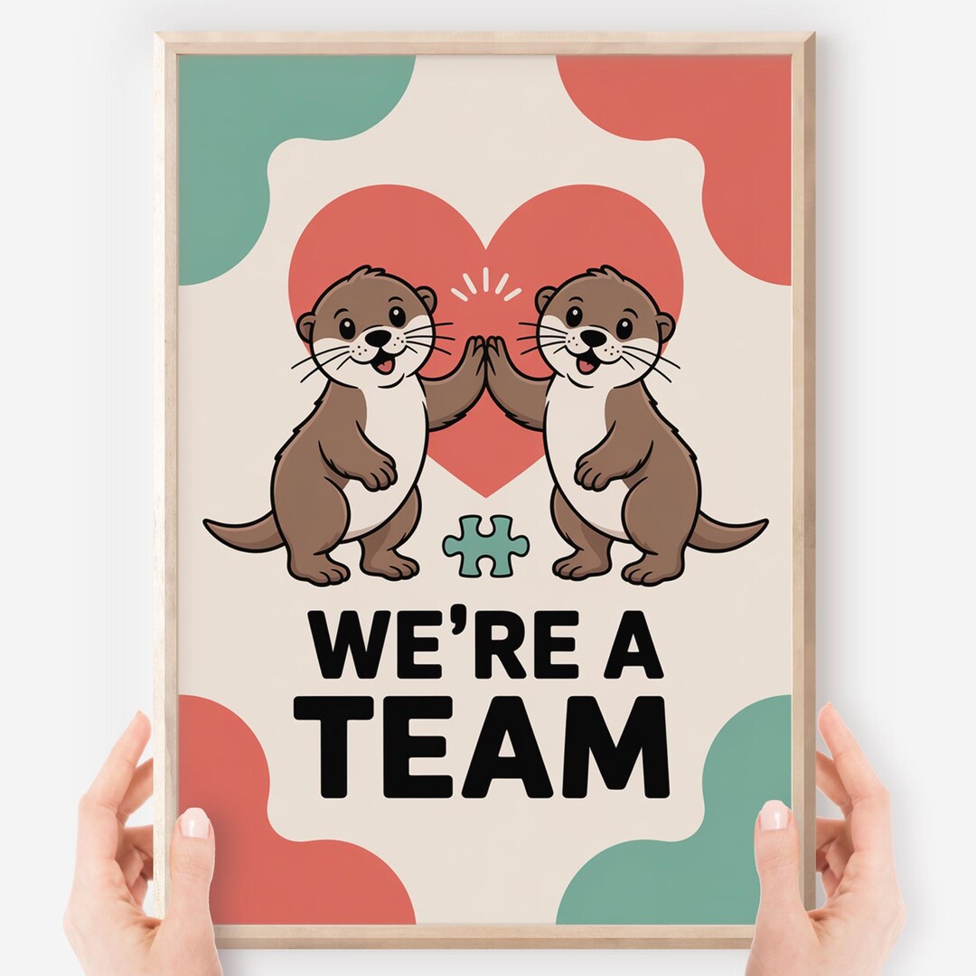 Team Otter Poster: Kawaii Classroom Decor, SEL Wall Art (JPG Digital ...