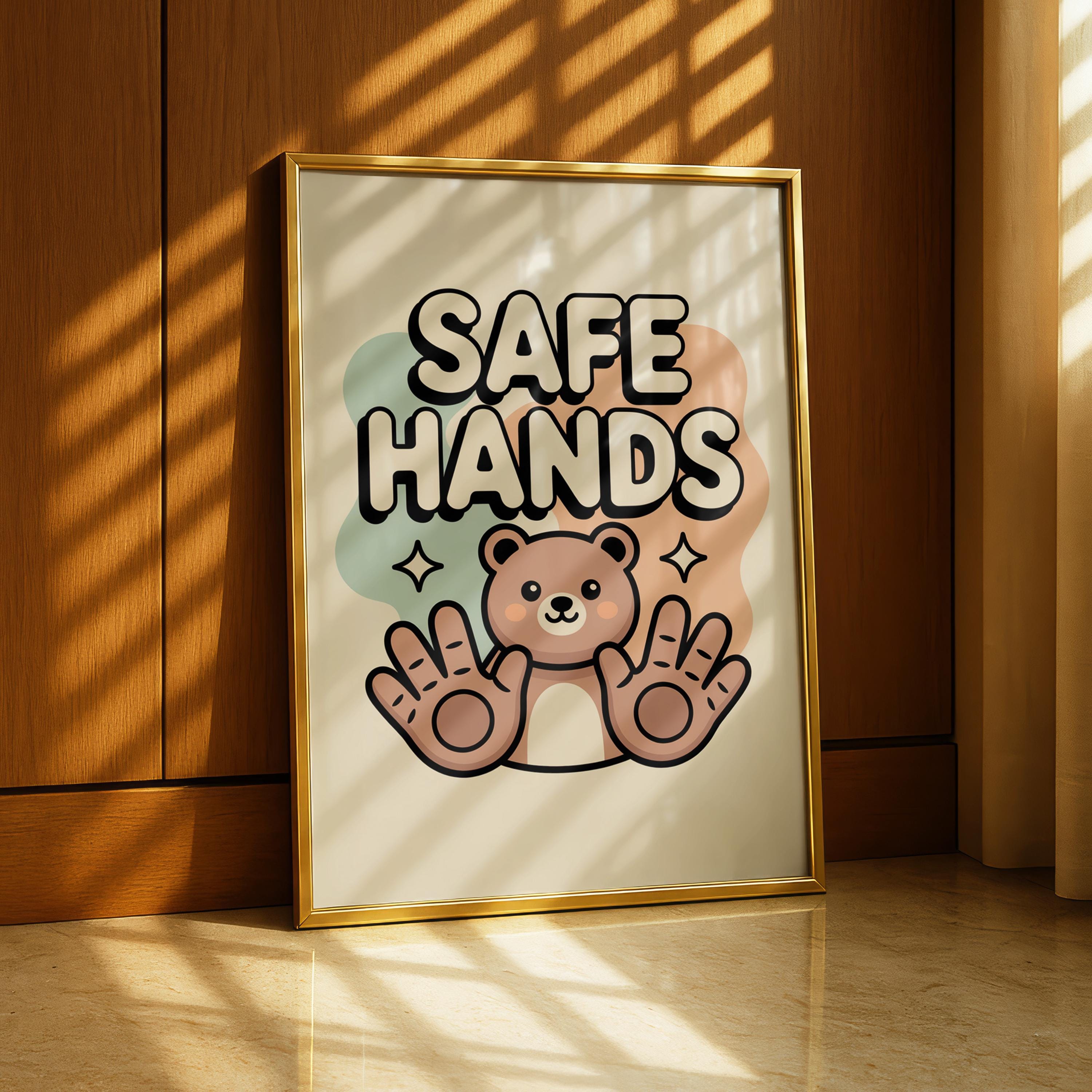 Safe Hands Classroom Poster: SEL Bear Print, Positive Behavior (digital ...