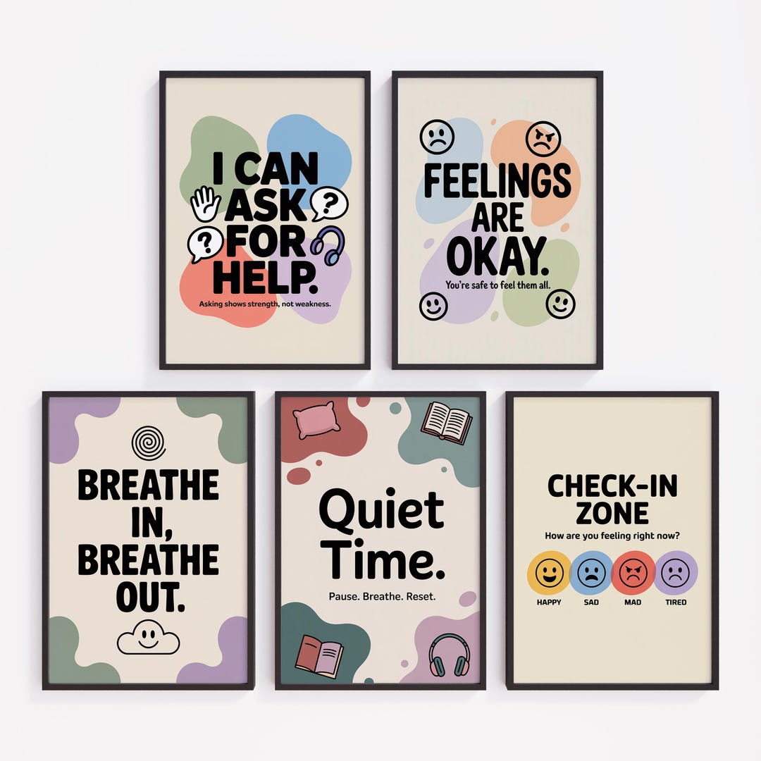 ADHD & SEL Classroom Posters – Emotional Regulation Mindfulness Wall ...