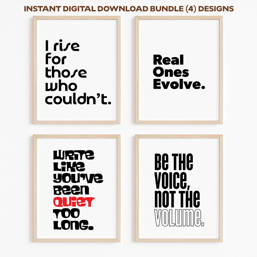 Bold Motivational Quote Bundle – 4 Digital Poster Prints – Modern ...
