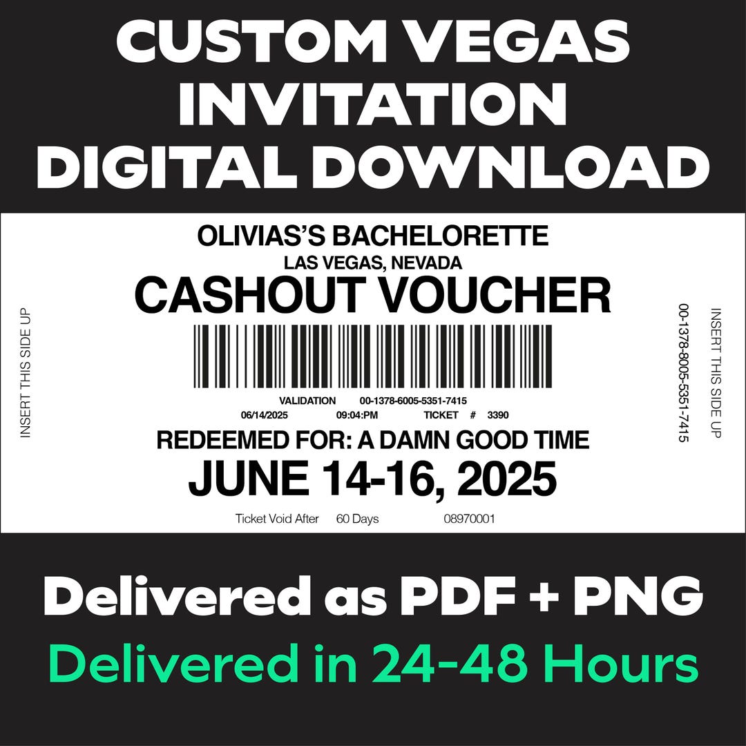 Custom Vegas Bachelorette Invitation – Cashout Voucher, Save the Date ...