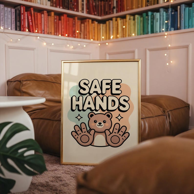 Safe Hands Classroom Poster: SEL Bear Print, Positive Behavior (digital ...