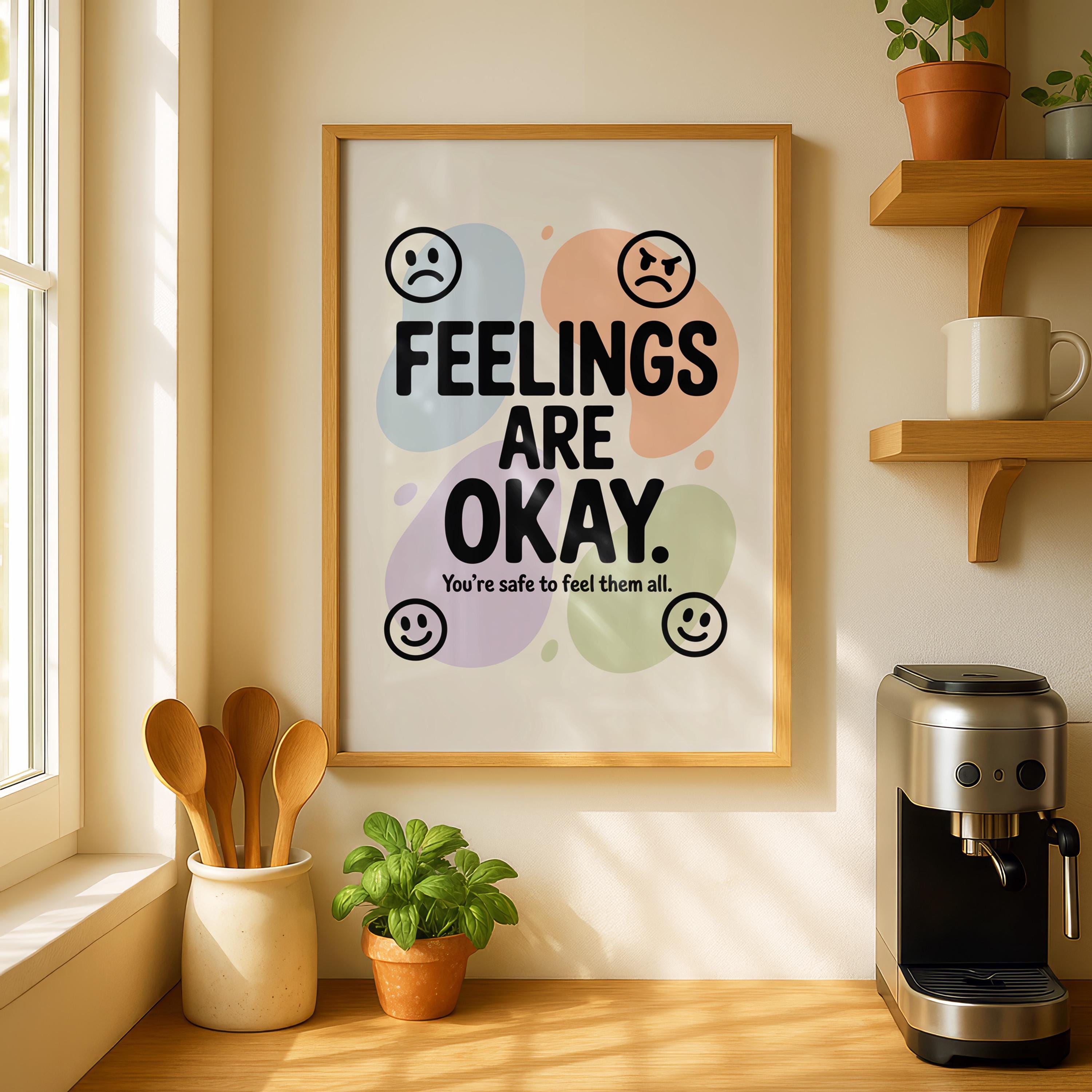 Feelings Are Okay Poster | SEL Classroom Printable | Therapy Counseling ...