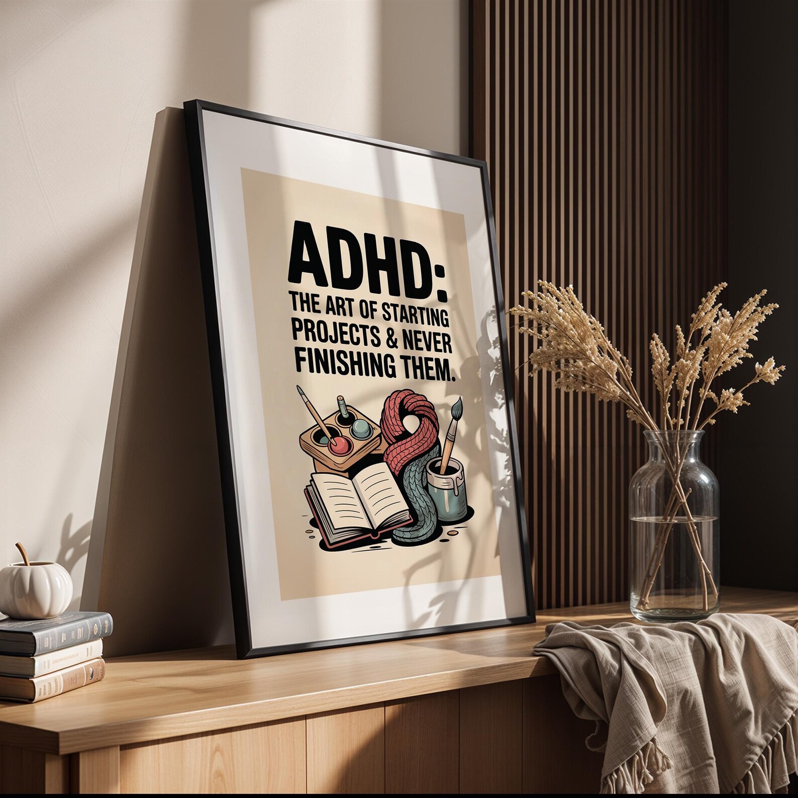 ADHD Starting Projects Funny Printable Poster – Digital Wall Art for ...