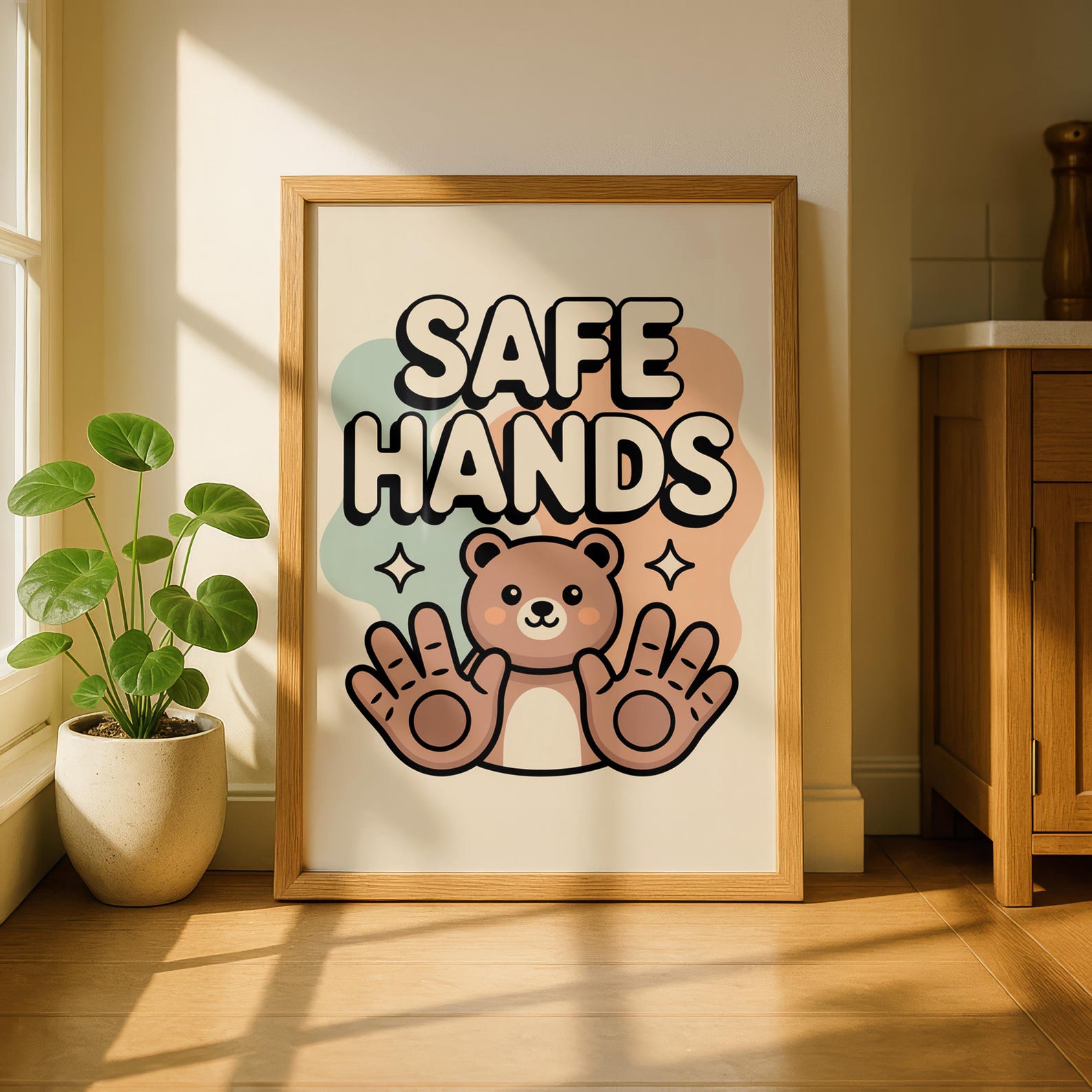 Safe Hands Classroom Poster: SEL Bear Print, Positive Behavior (digital ...