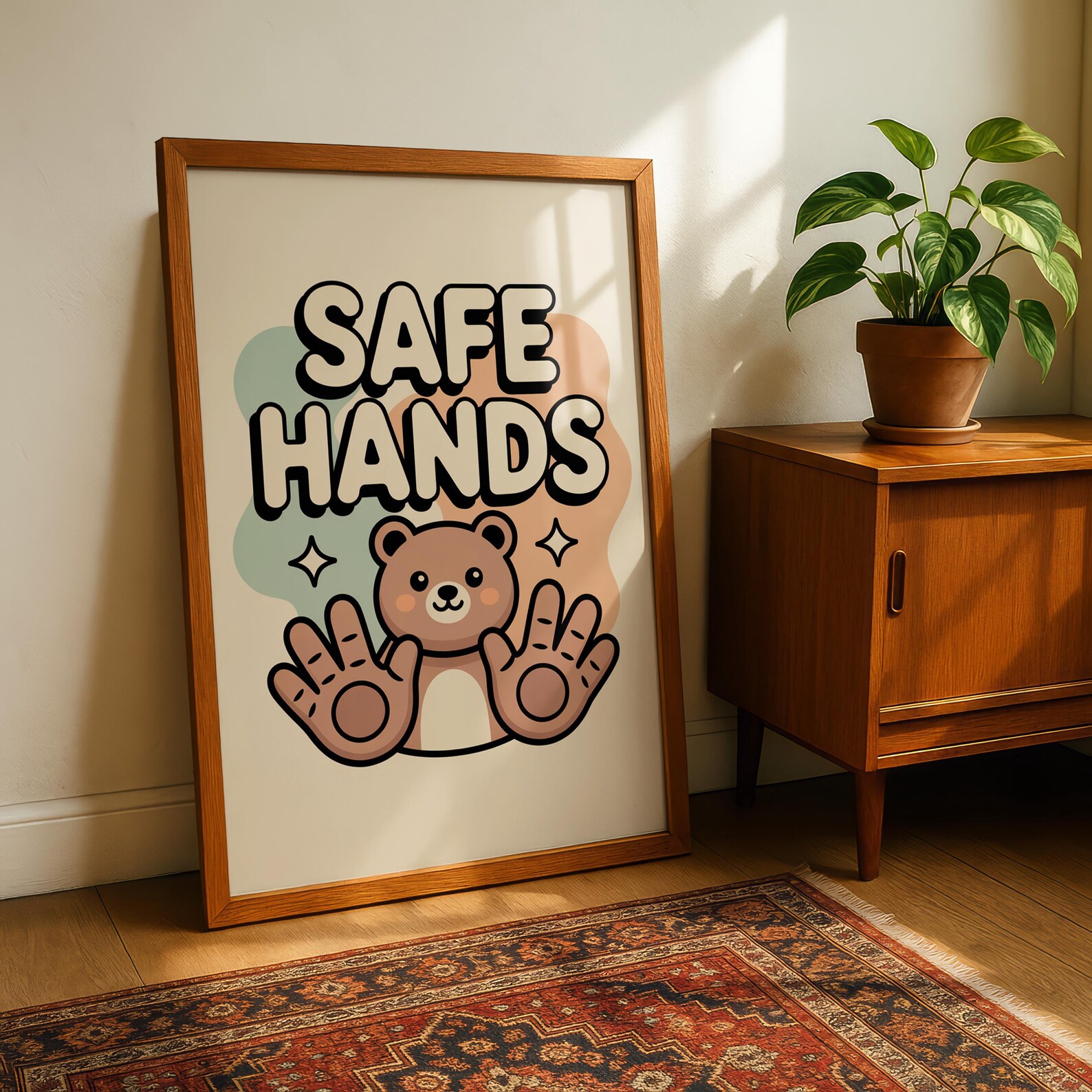 Safe Hands Classroom Poster: SEL Bear Print, Positive Behavior (digital ...