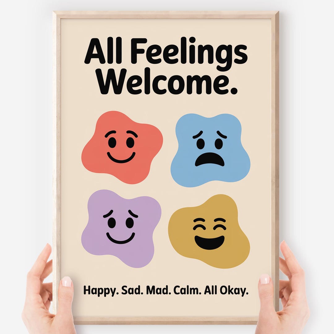 All Feelings Welcome Poster: Classroom SEL Art, Therapy Decor (digital ...