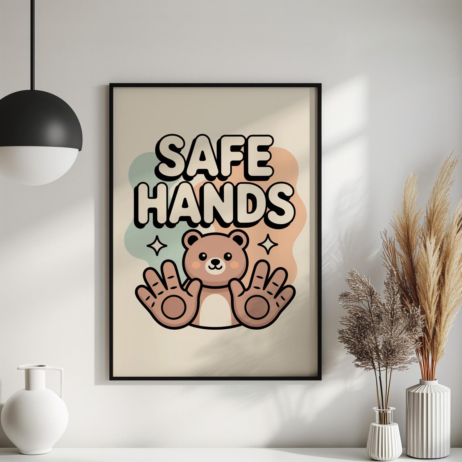 Safe Hands Classroom Poster: SEL Bear Print, Positive Behavior (digital ...