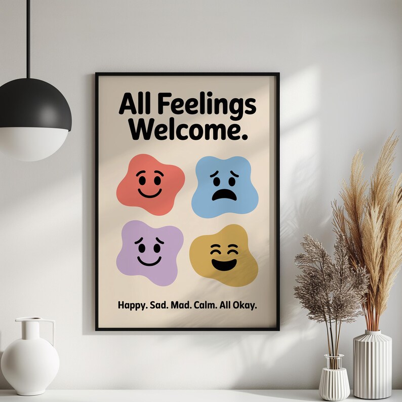 All Feelings Welcome Poster: Classroom SEL Art, Therapy Decor (digital ...