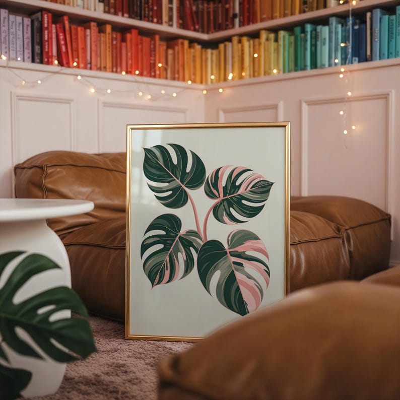 Philodendron Pink Princess Print: Tropical Houseplant Botanical Art - Etsy