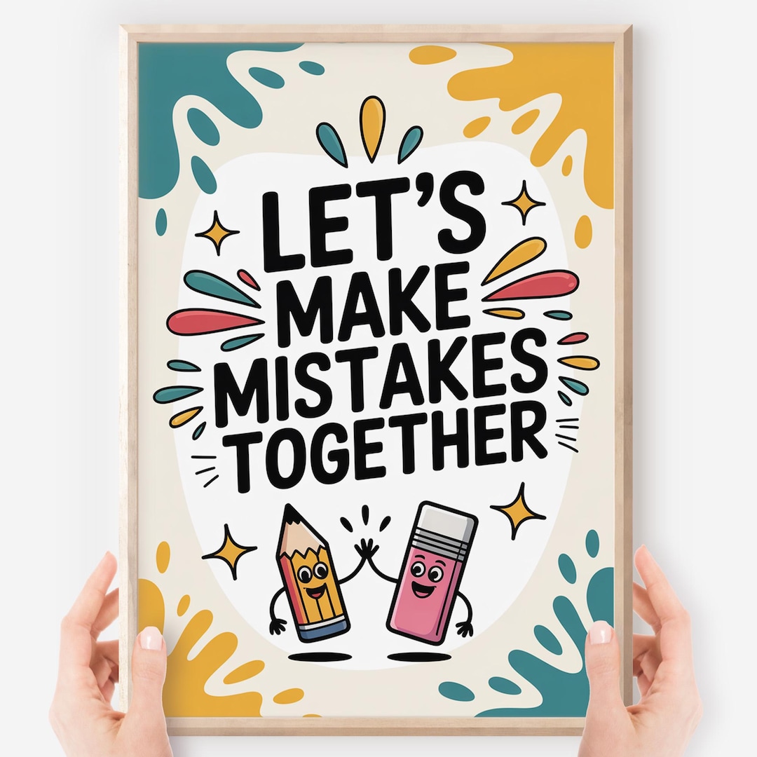 Growth Mindset Classroom Poster: Let's Make Mistakes Together (digital ...