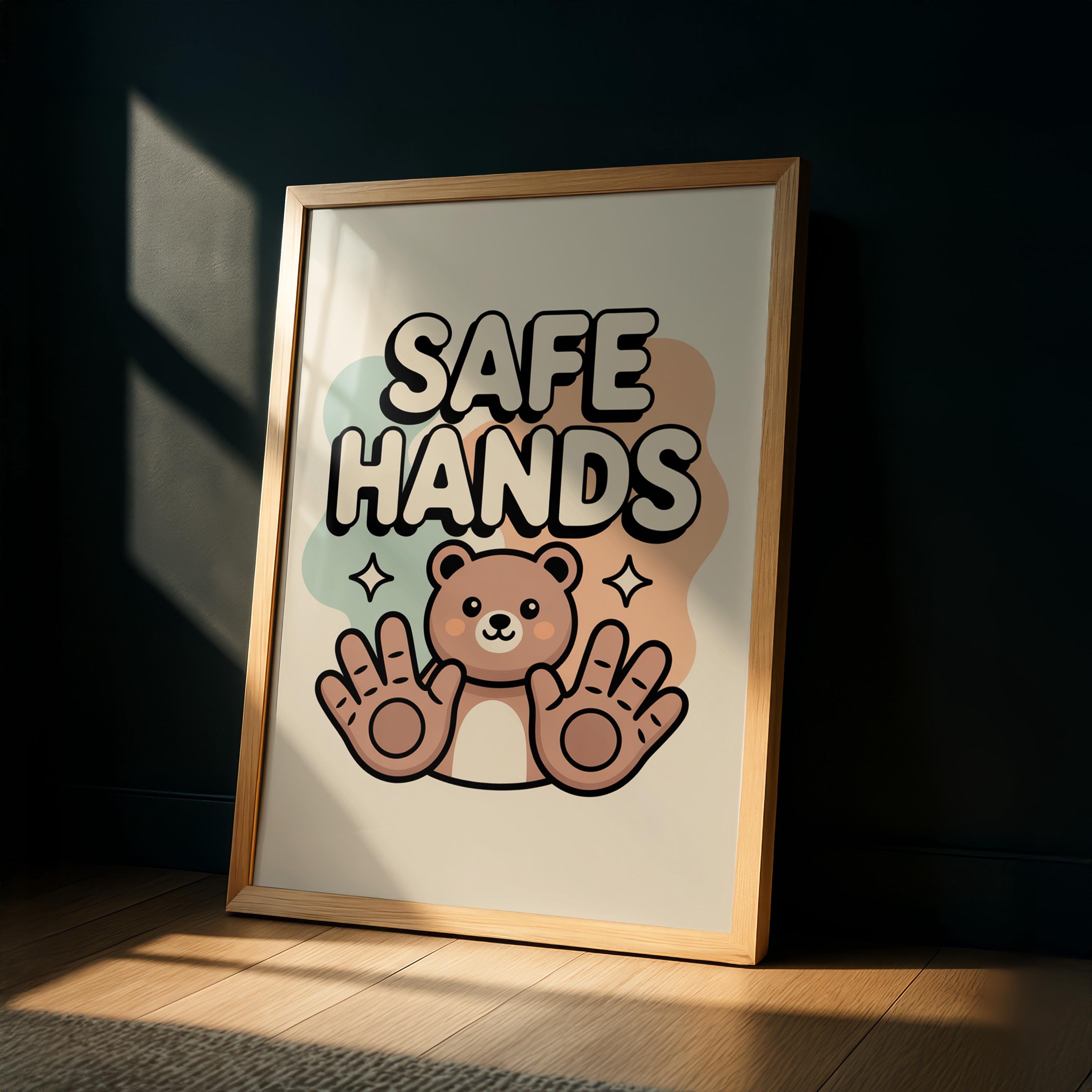 Safe Hands Classroom Poster: SEL Bear Print, Positive Behavior (digital ...