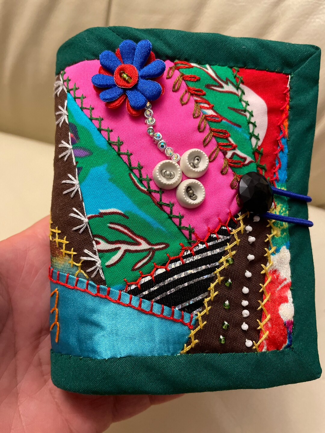 Needle Book Crazy Quilt Embroidered Beaded Slow Stitches Needle Storage ...