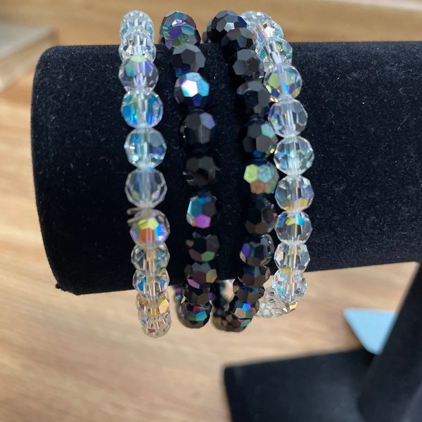 Black Swarovski Crystal Bracelet - Etsy