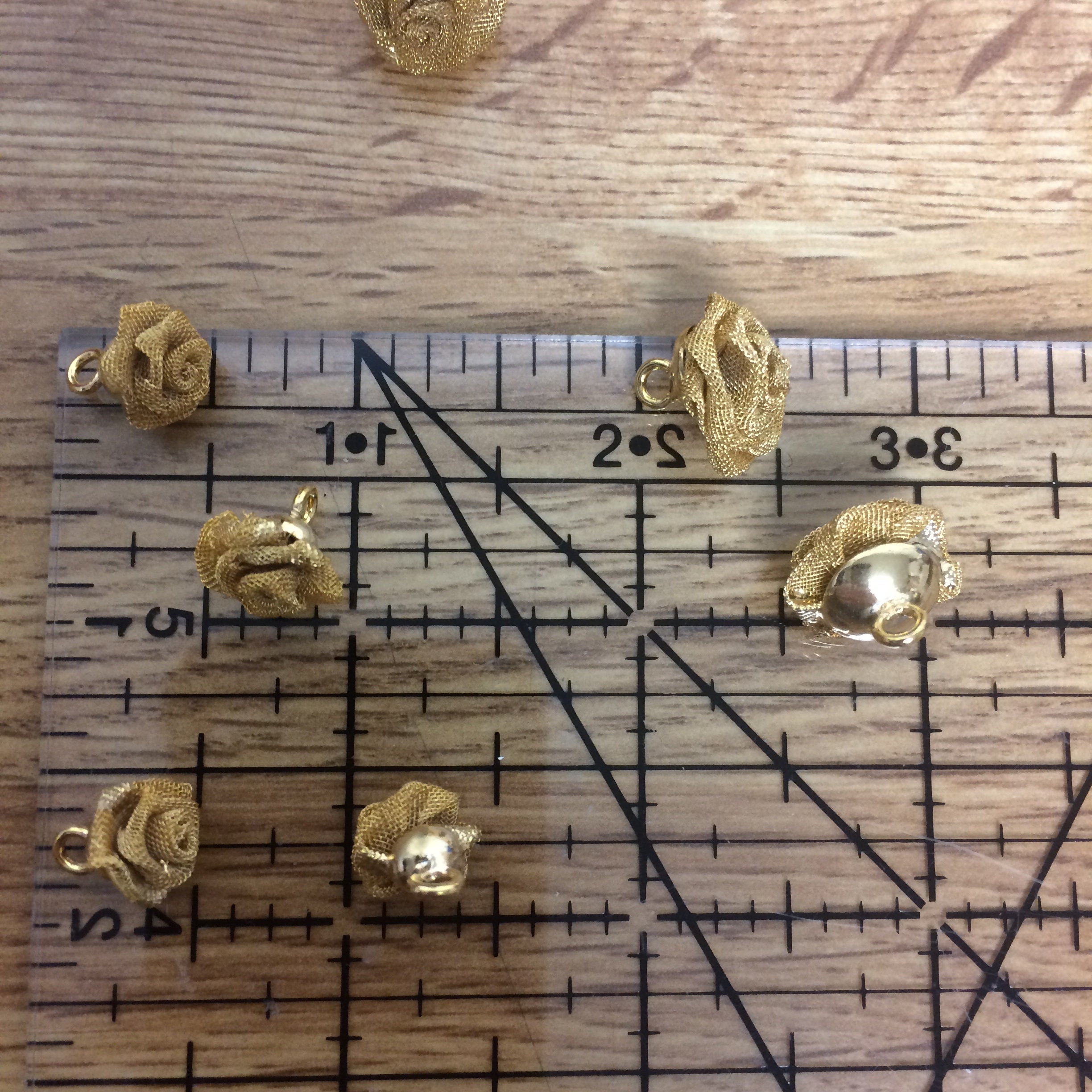 Gold-tone Metal Mesh Wire Rose Flower Buttons Decorative Buttons Size 3 ...