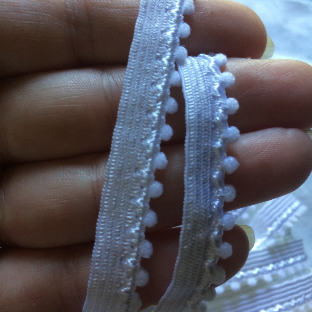 White or Black Elastic "jumbo" Picot Edge NO Plush Back 3/8 " X 1- 5 ...