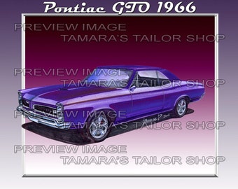 1966 Pontiac GTO Convertible "blueprint Drawing" Unframed Color Poster ...