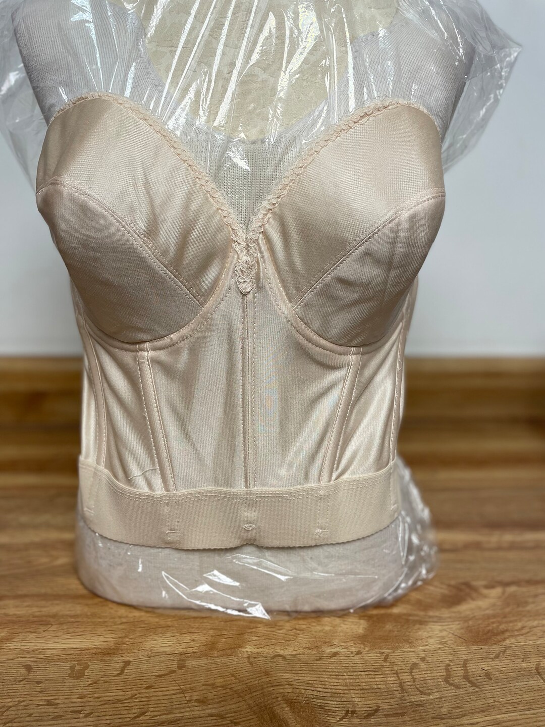 Vintage Low Plunge Longline Beige Tan Size 42D 44D Next Day Shipping ...