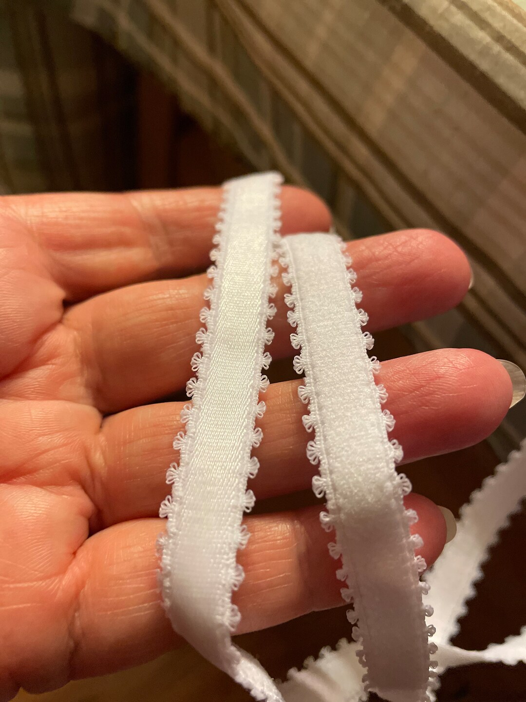 Plush Back Elastic White 3/8" Wide Picot Edge - Etsy