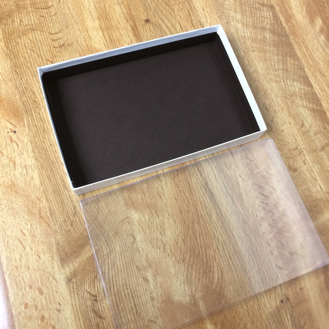 White Gift Box With Clear View Top Lid 8 1/2” X 5 1/4” X 1 1/8 ...