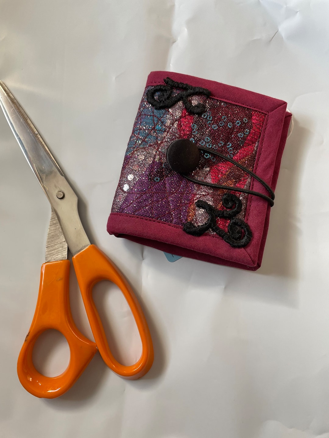 Needle Book Crazy Quilt Fabric Collage Needle Book Storage Needle Case ...