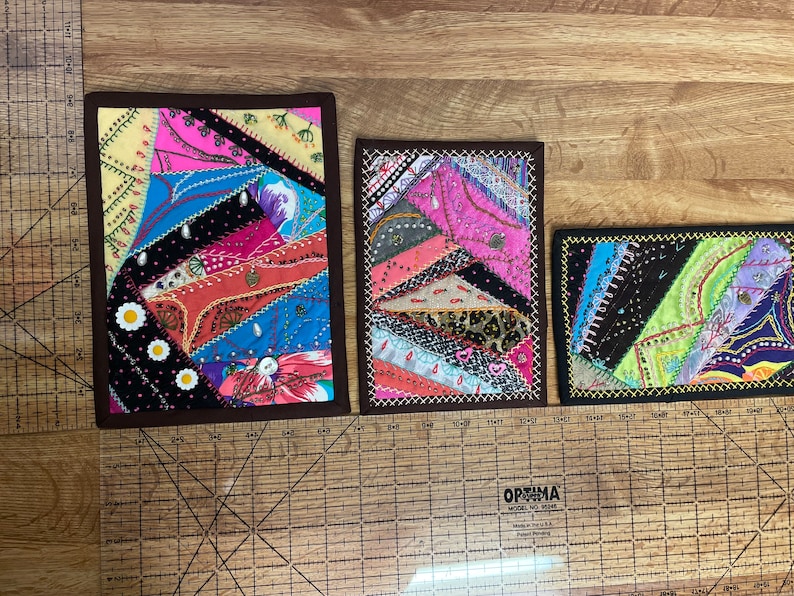 Handmade Slow Stitch Fabric Collage Textile Art Wall Hanging Different ...