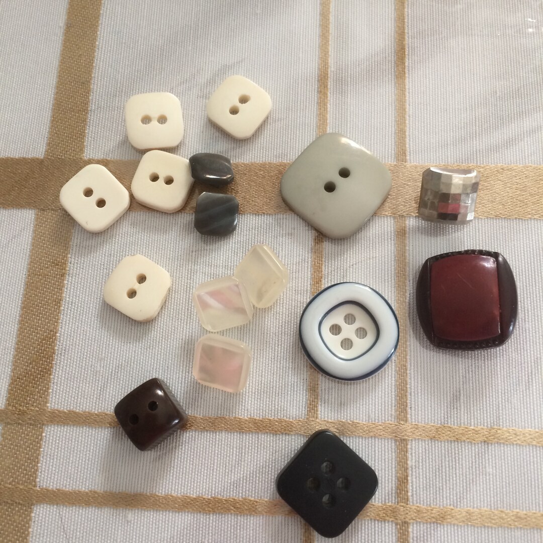 Vintage Set of Square Decorative Buttons Assorted Colors Designs Sizes ...