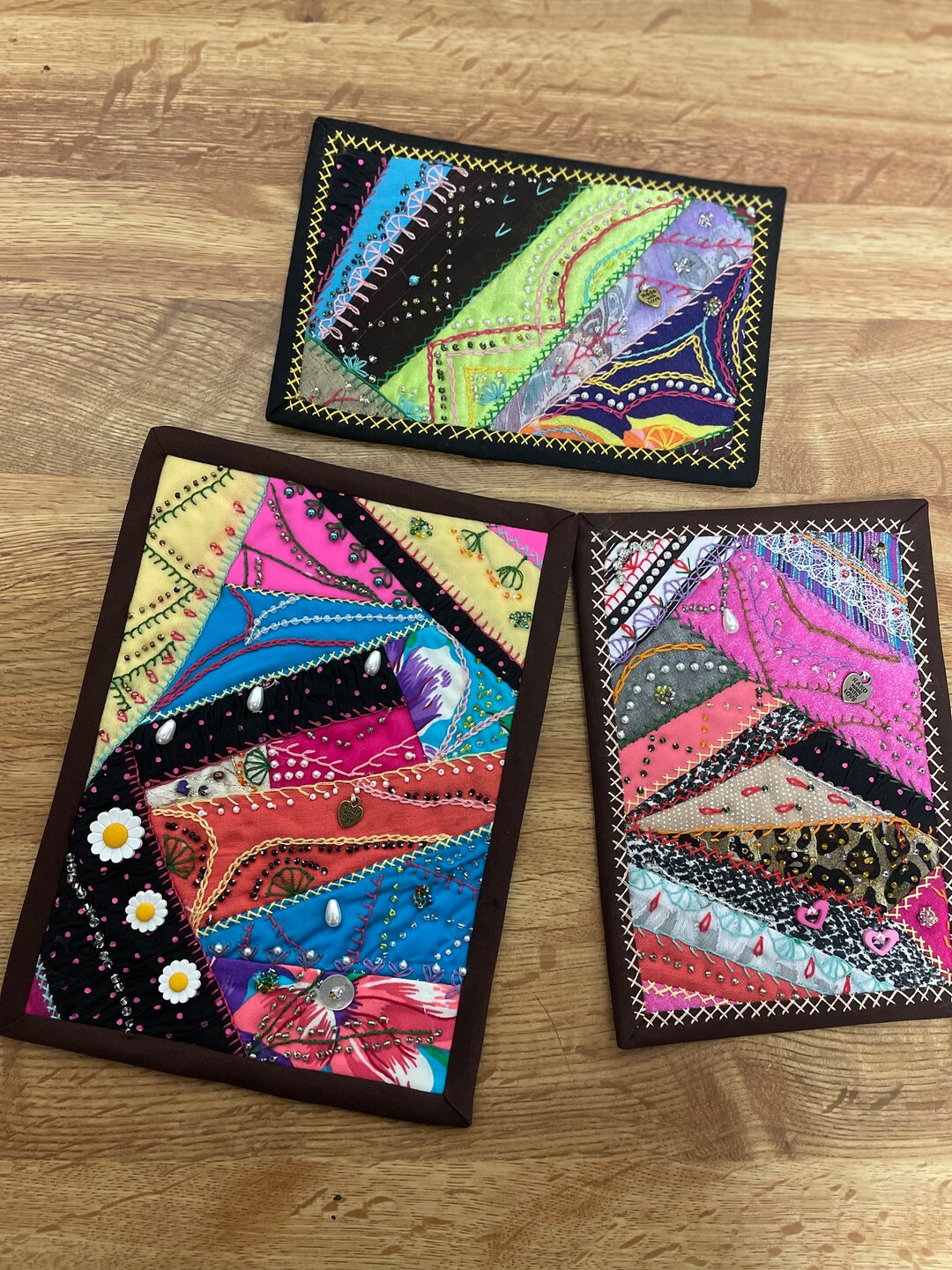 Handmade Slow Stitch Fabric Collage Textile Art Wall Hanging Different ...