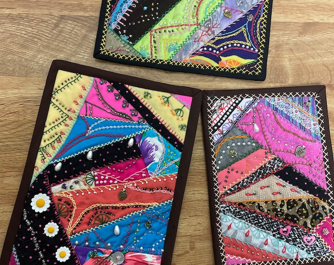 Handmade Slow Stitch Fabric Collage Textile Art Wall Hanging Different ...