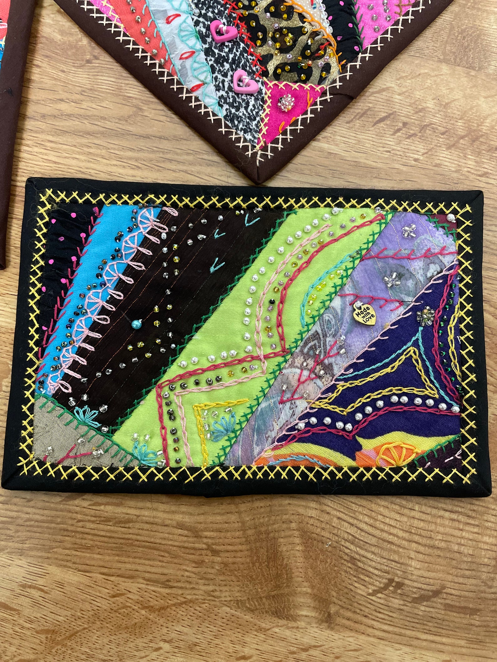 Handmade Slow Stitch Fabric Collage Textile Art Wall Hanging Different ...