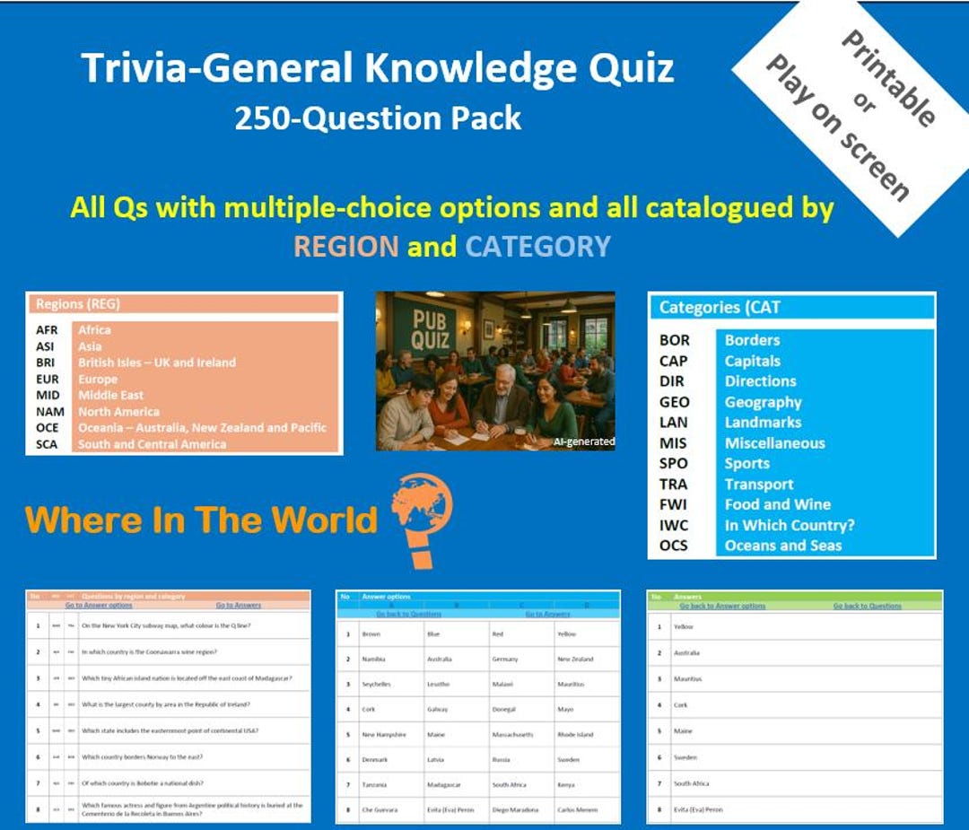 Ultimate Travel & General Knowledge Quiz | Printable Trivia Game ...