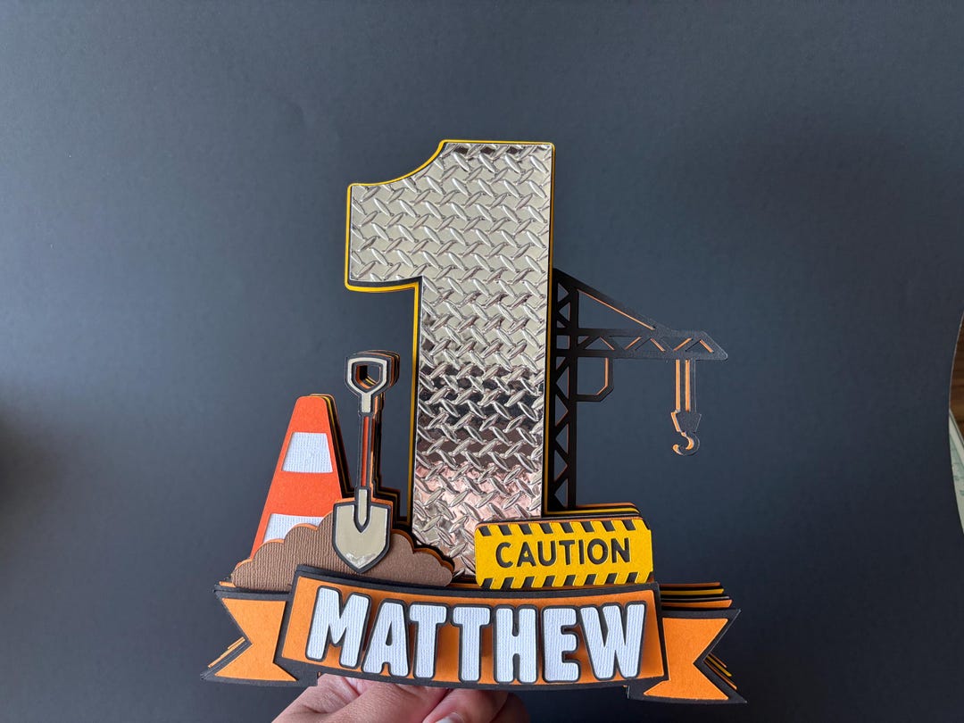 Construction Cake Topper Crane Party Zone Caution Construction Birthday ...