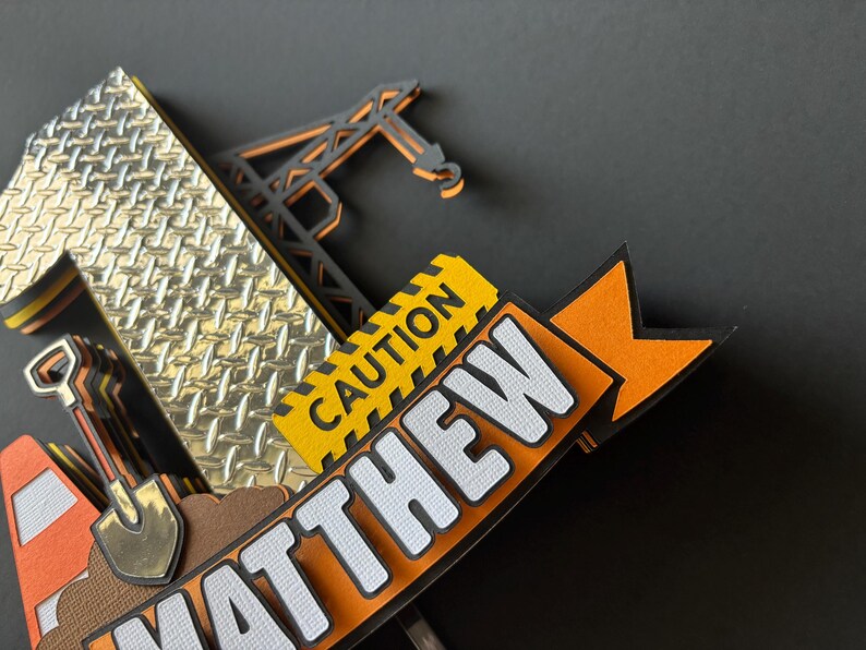 Construction Cake Topper Crane Party Zone Caution Construction Birthday ...