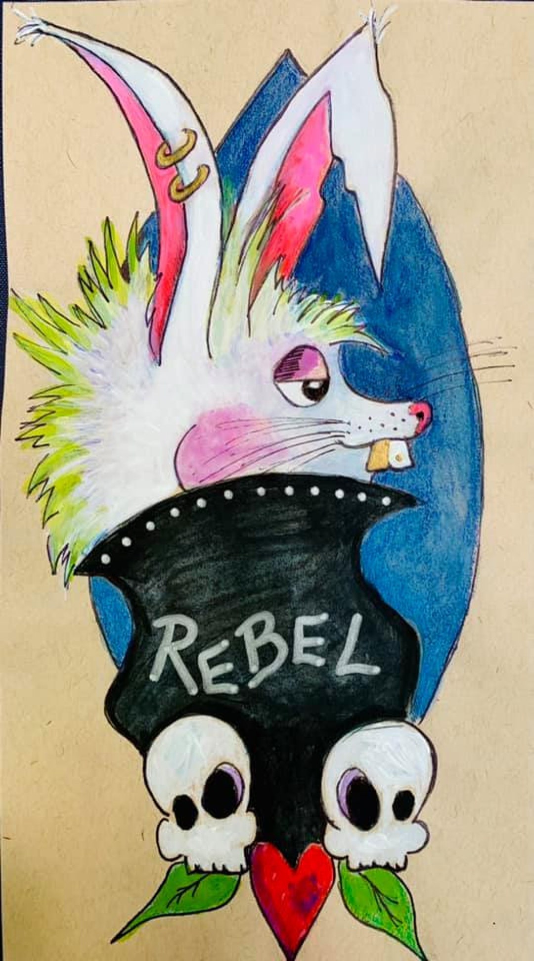 ORIGINAL Rebel Rabbit Illustration, Magician's Rabbit Art, Rabbit ...