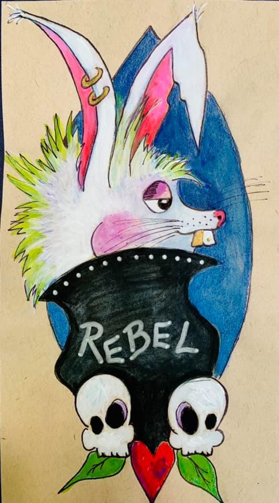 ORIGINAL Rebel Rabbit Illustration Magician's Rabbit Art - Etsy