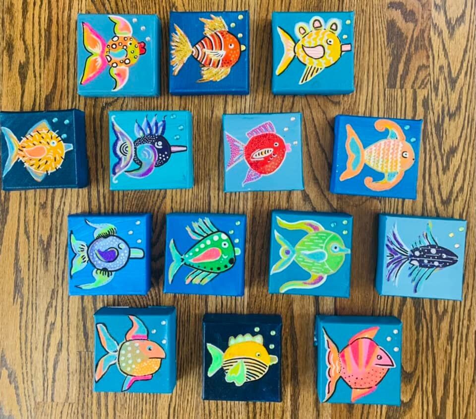 Adopt a Fish! Pay What You Want, Original Mini Art on Canvas, Perfect ...