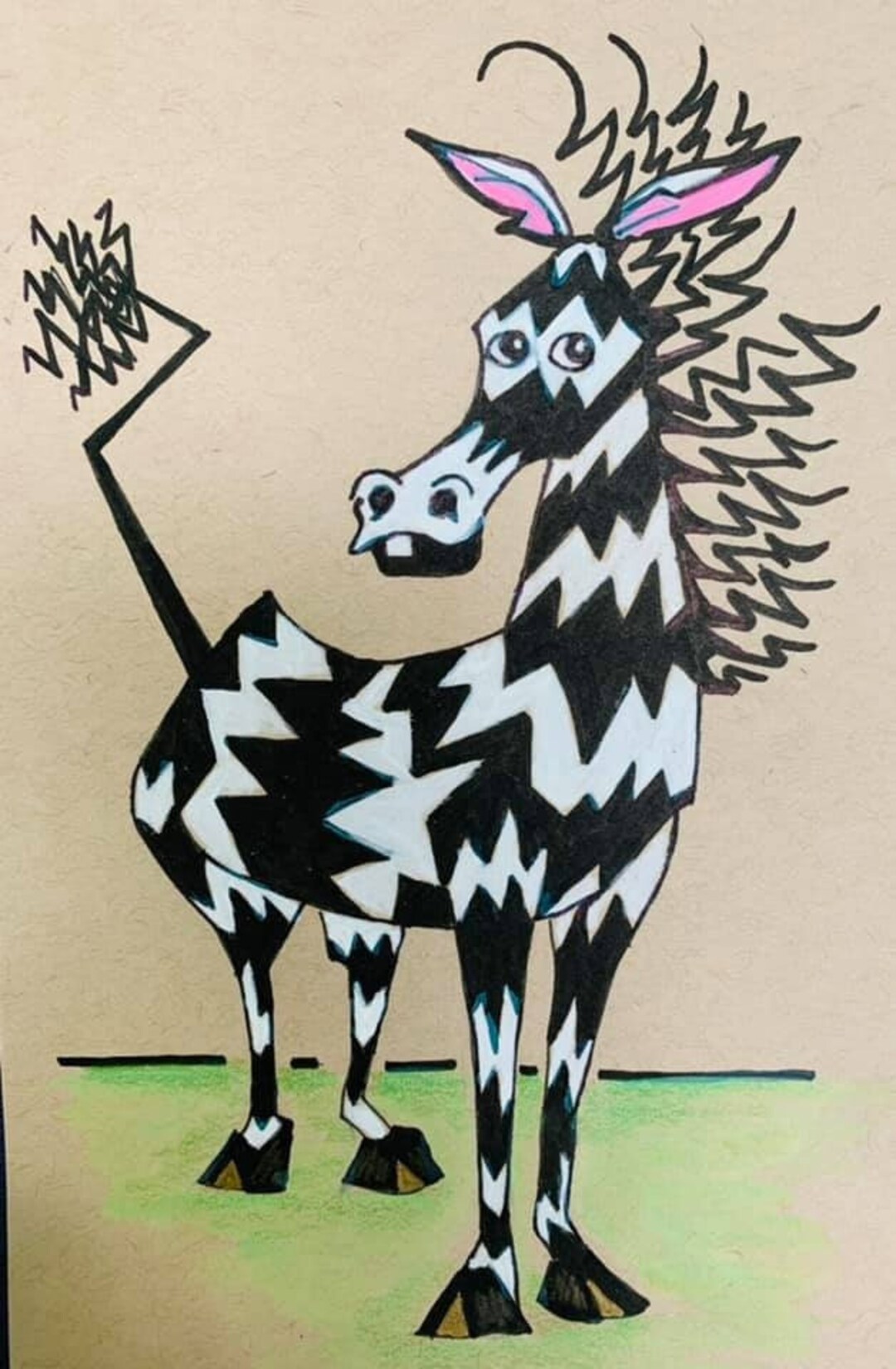 ORIGINAL Zig Zag Zebra Illustration, Zebra Illustration, Zebra Painting ...