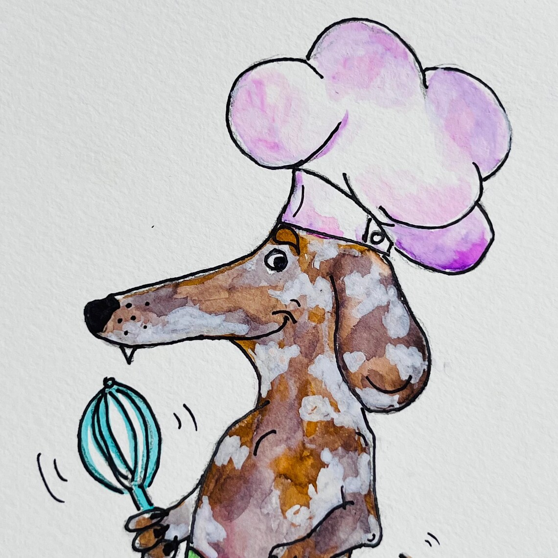 Dapple Dachshund Art, Kitchen Dachshund Art, Chef Gift, Dachshund ...