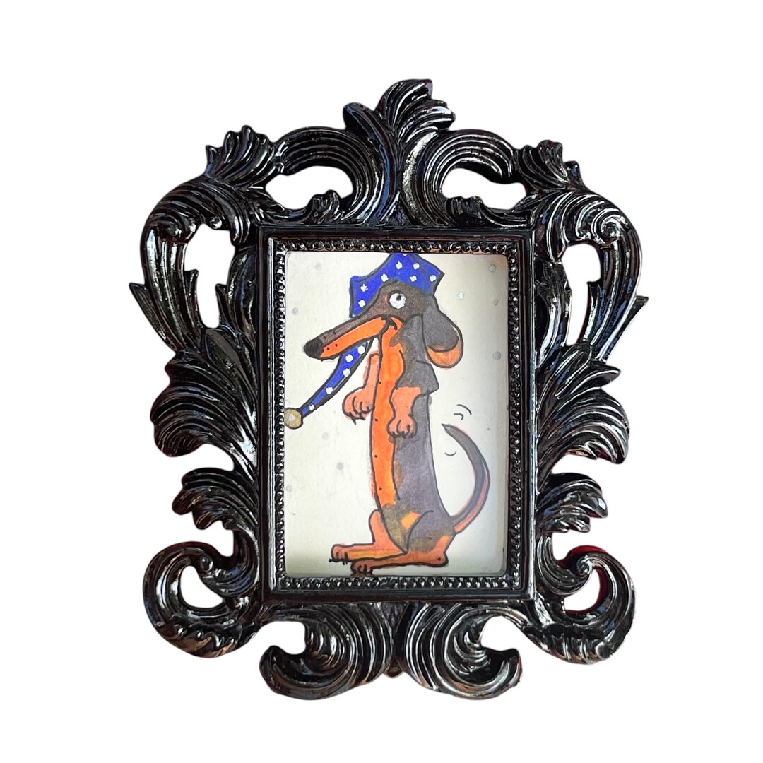 Original Dachshund Art, Weenie Wizard, Weiner Dog Illustration, Vintage ...