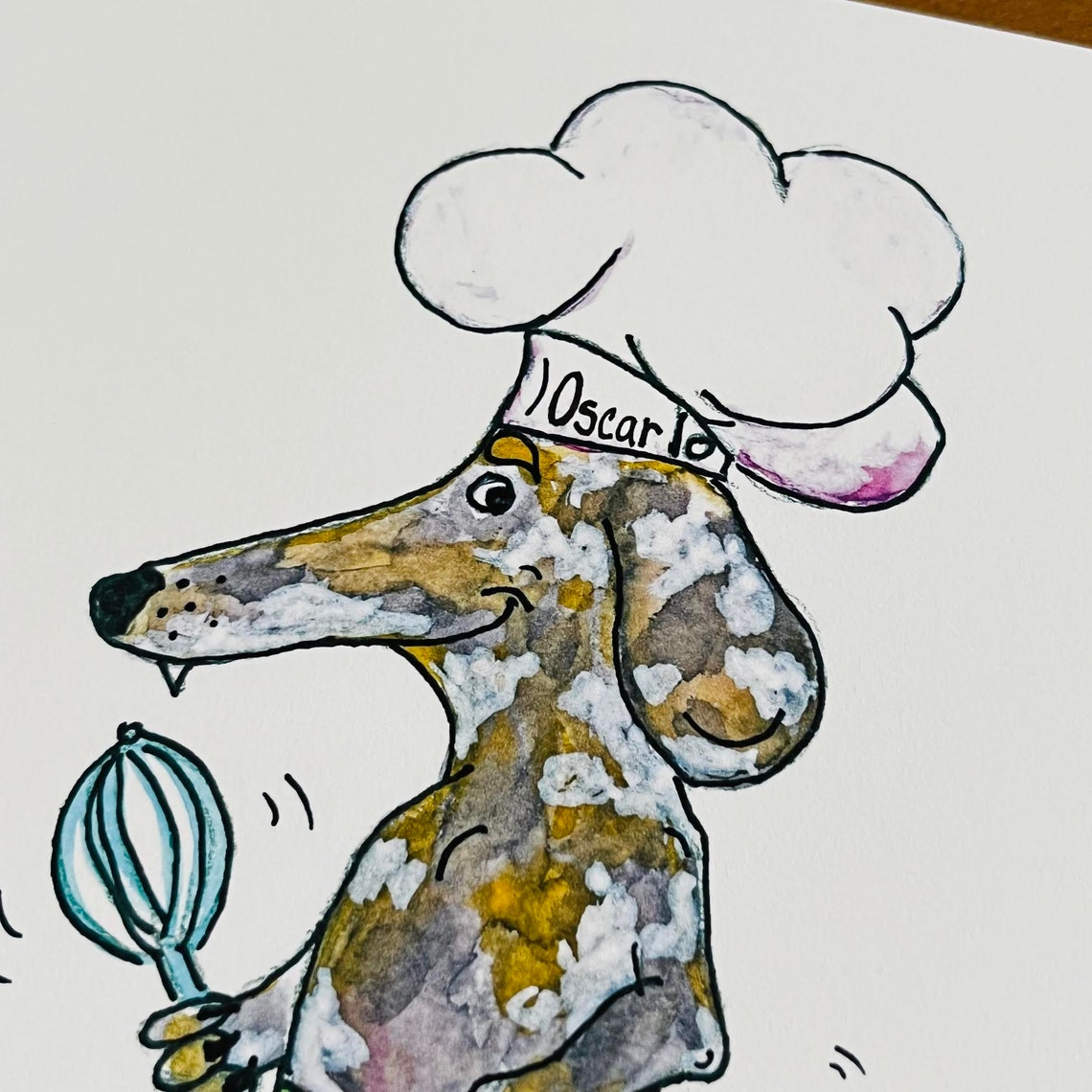 Dapple Dachshund Art, Kitchen Dachshund Art, Chef Gift, Dachshund ...